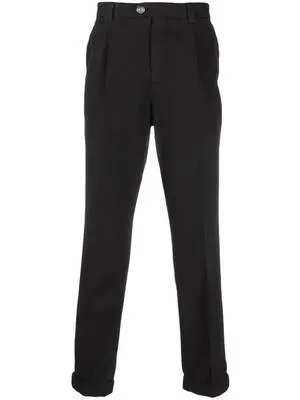 Brunello Cucinelli Cropped Cotton Trousers - Black