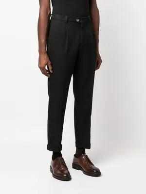 Brunello Cucinelli Cropped Cotton Trousers - Black