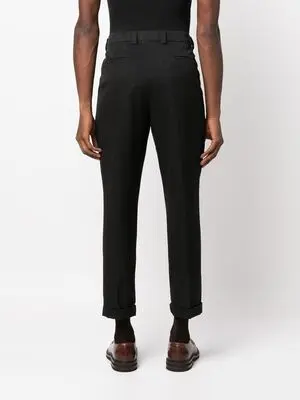 Brunello Cucinelli Cropped Cotton Trousers - Black