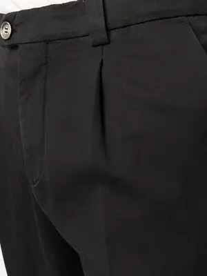 Brunello Cucinelli Cropped Cotton Trousers - Black