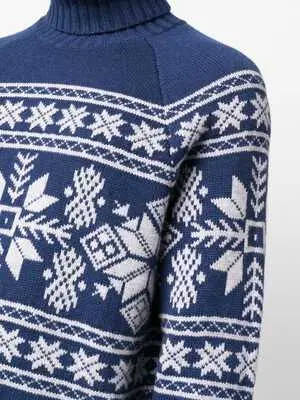 Brunello Cucinelli Jacquard Cashmere Roll-neck Jumper - Blue