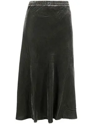 Gold Hawk Velvet Maxi Skirt - Grey