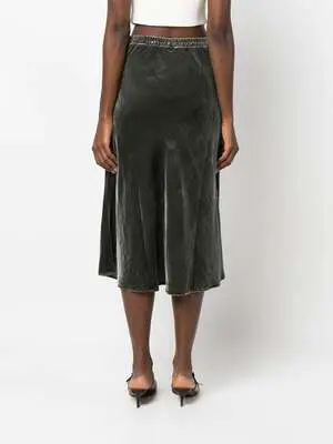 Gold Hawk Velvet Maxi Skirt - Grey