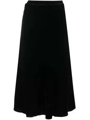 Gold Hawk Velvet Maxi Skirt - Black