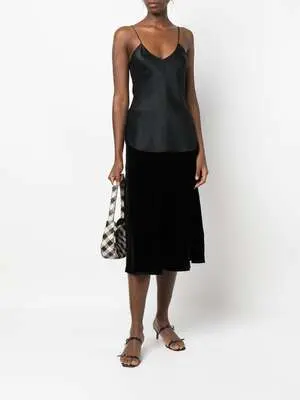 Gold Hawk Velvet Maxi Skirt - Black