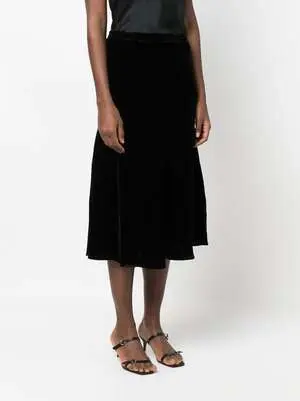 Gold Hawk Velvet Maxi Skirt - Black