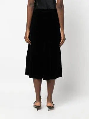 Gold Hawk Velvet Maxi Skirt - Black