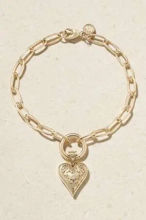 MARLO LAZ Mini Southwestern Heart 14-karat Diamond Bracelet