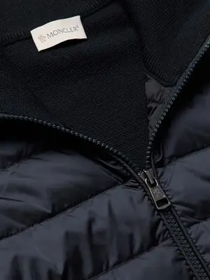 Moncler Slim-fit Panelled Zip-up Cardigan - Blue