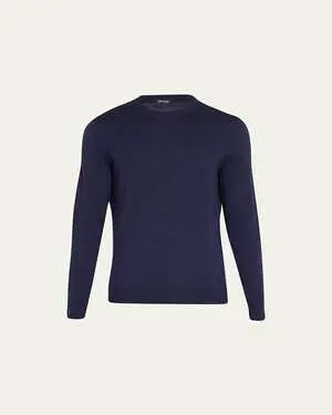 Kiton Wool Crewneck Sweater - Navy