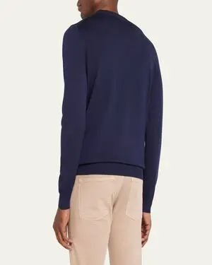 Kiton Wool Crewneck Sweater - Navy