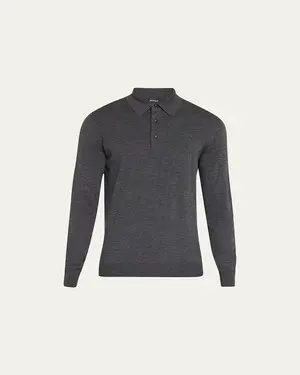 Kiton Heathered Wool Polo Sweater