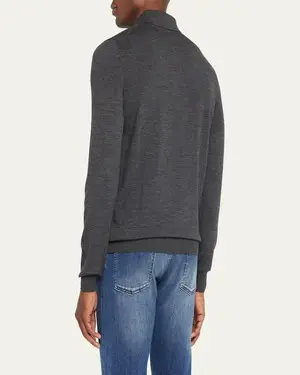 Kiton Heathered Wool Polo Sweater