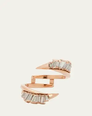 Nak Armstrong Ruched Open Coil Ring With Diamonds And