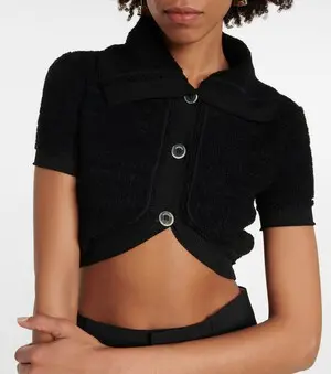 Jacquemus Le Cardigan Campana Knit Crop Top - Black