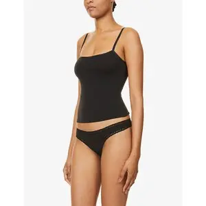 STRIPE & STARE Low-rise Pack Of Four Stretch-modal Thongs - Black