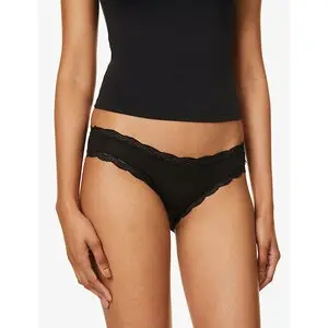 STRIPE & STARE Mid-rise Pack Of Four Stretch-woven Briefs - Black