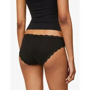 STRIPE & STARE Mid-rise Pack Of Four Stretch-woven Briefs - Black