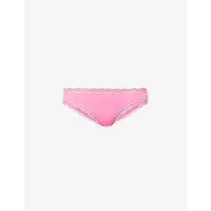 STRIPE & STARE Mid-rise Lace Stretch-woven Briefs - Hot Pink