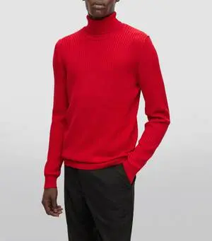 BOSS Wool Rollneck Sweater - Red