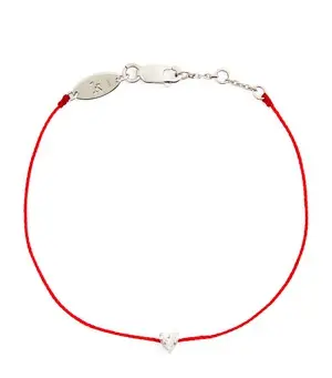 REDLINE White Gold Diamond Heart Charm Bracelet - Red