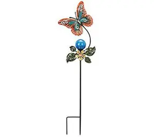 SUNSET VISTA DESIGNS Svd Aqua/orange Changing Color Butterfly Solar Garden Stake - One-color