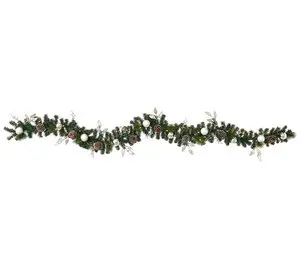NEARLY NATURAL 9' Ornament/pinecone Garland W/lights By - One-color