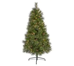 NEARLY NATURAL 5' Golden Tip Pine Christmas Tre E W/150 Lights - One-color
