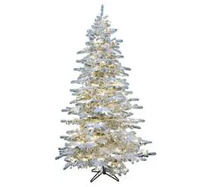 CHRISTMAS TIME 6.5-ft Silverado Pine White Floc Ked Slim Tree - One-color