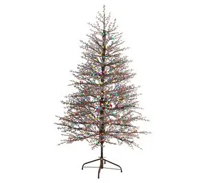 NEARLY NATURAL 6' Frosted Berry Twig Tree With 350 Lights - One-color