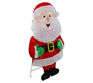 NORTHLIGHT 32' Lit 2d Chenille Santa Christmas Ecoration