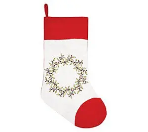C&F HOME Berry Garland Embroidered Christmas St Ocking - One-color