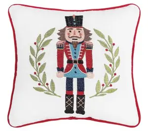 C&F HOME Nutcracker Wreath Embroidered Throw Pi Llow - One-color