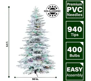 FRASER HILL FARM 6.5 Ft Flocked Mountain Pine C Ristmas Tree