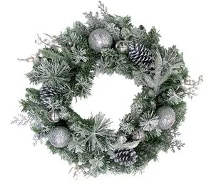FRASER HILL FARM 24' Christmas Frosted Wreath - One-color