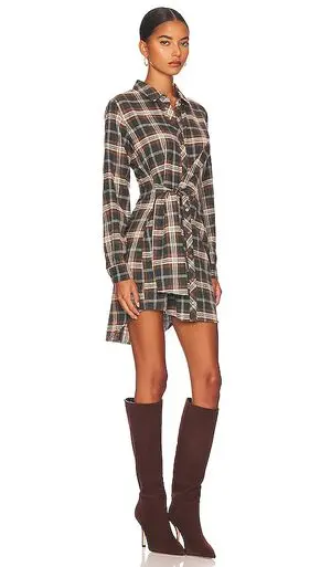 Heartloom Brynn Mini Dress Plaid Shirt Dress With Waist Tie