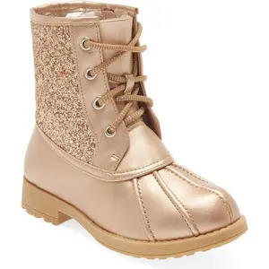 DREAM PAIRS Glitter Duck Boots - Rose/ Gold