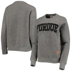 PRESSBOX Heather Charcoal Purdue Boilermakers Moose Quilted Pullover Sweatshirt