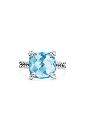 David Yurman Châtelaine Ring With Gemstone And Diamonds - Blue Topaz?