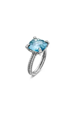 David Yurman Châtelaine Ring With Gemstone And Diamonds - Blue Topaz?