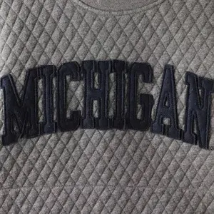 PRESSBOX Michigan Wolverines Moose Quilted Pullover Sweatshirt