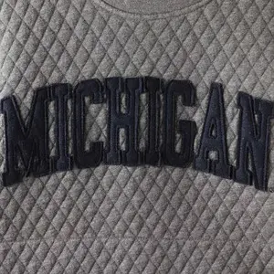 PRESSBOX Michigan Wolverines Moose Quilted Pullover Sweatshirt