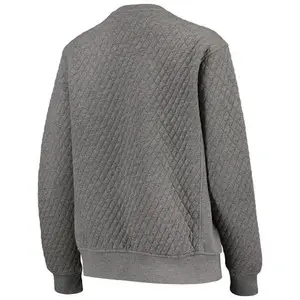 PRESSBOX Heather Charcoal Wisconsin Badgers Quilted Pullover Sweatshirt