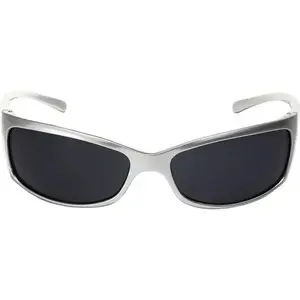 FIFTH & NINTH Rocket Polarized Wraparound Sunglasses - Silver/black
