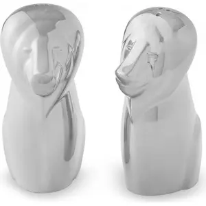 NAMBE Savanna Lion Salt & Pepper Shakers - Metallic Silver
