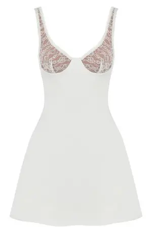 House Of Cb Cassandra Lace Cup Satin Minidress