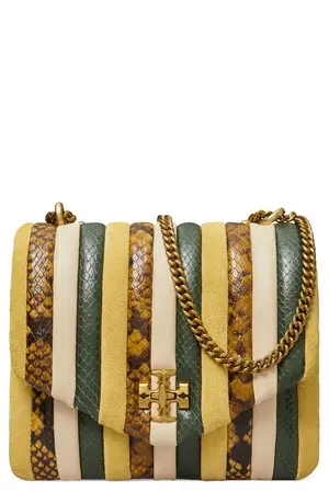 Tory Burch Kira Exotic Stripe Square Leather Crossbody Bag