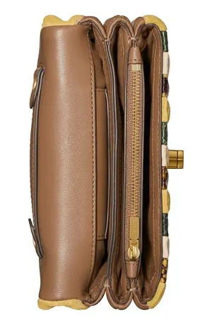 Tory Burch Kira Exotic Stripe Square Leather Crossbody Bag