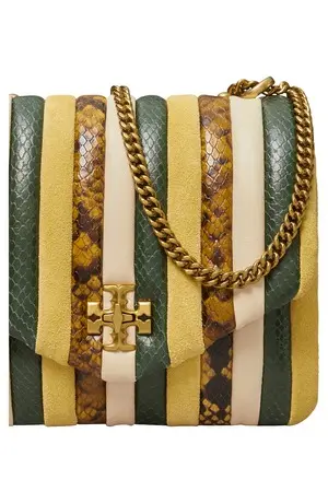 Tory Burch Kira Exotic Stripe Square Leather Crossbody Bag