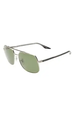 Ray-ban 59mm Polarized Aviator Sunglasses - Silver
